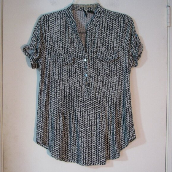 new directions | Tops | 25 New Directions Blouse Small Navy Blue White ...